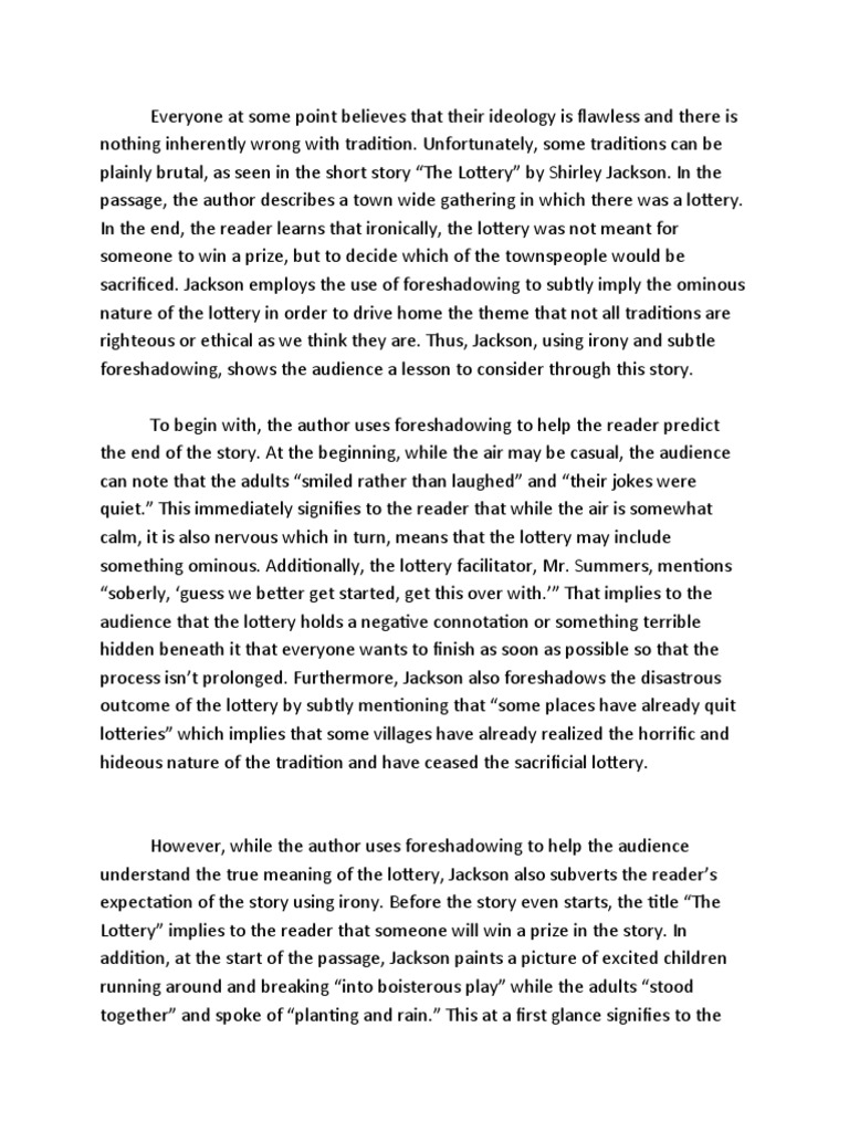 The Lottery Essay Paper Revised | PDF | Philosophy