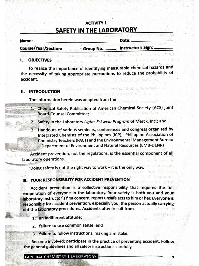 Lab Activity 1 Safety in The Laboratory | PDF