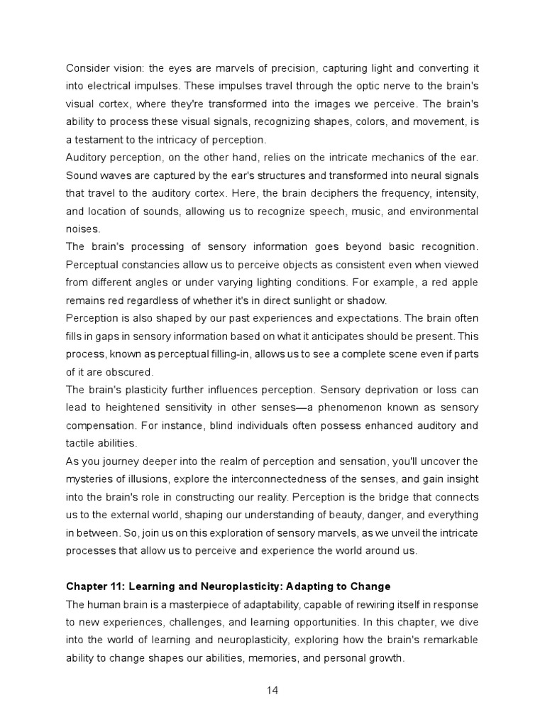 Exploring Neuroscience 14 20 Pdf Perception Neuroplasticity