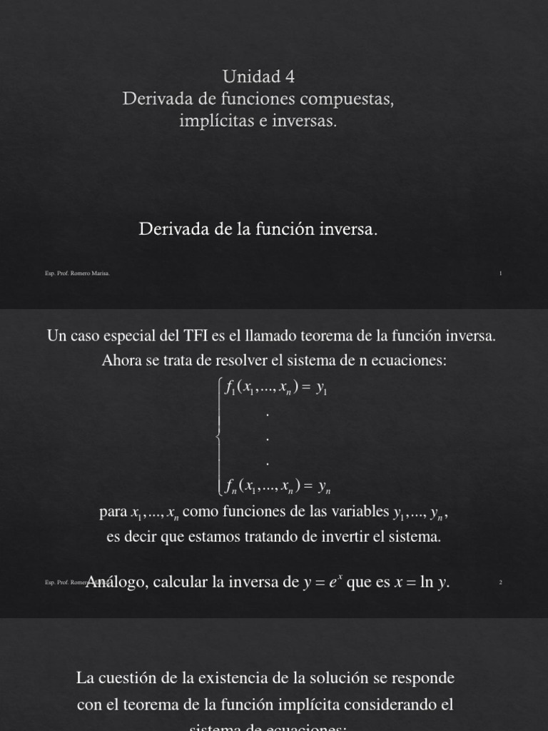 Unidad 7 - Parte - 5 - Derivada de Funciones Inversas. | PDF | Matriz ...
