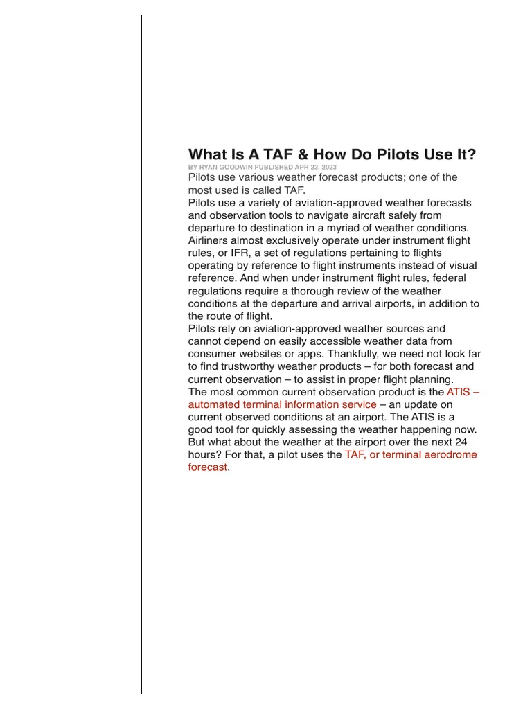 6:28 What Is A TAF & How Do Pilots Use It? | PDF | Weather Forecasting ...