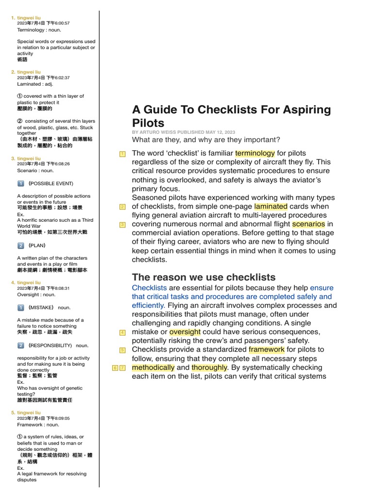 7:5 a Guide to Checklists for Aspiring Pilots | PDF