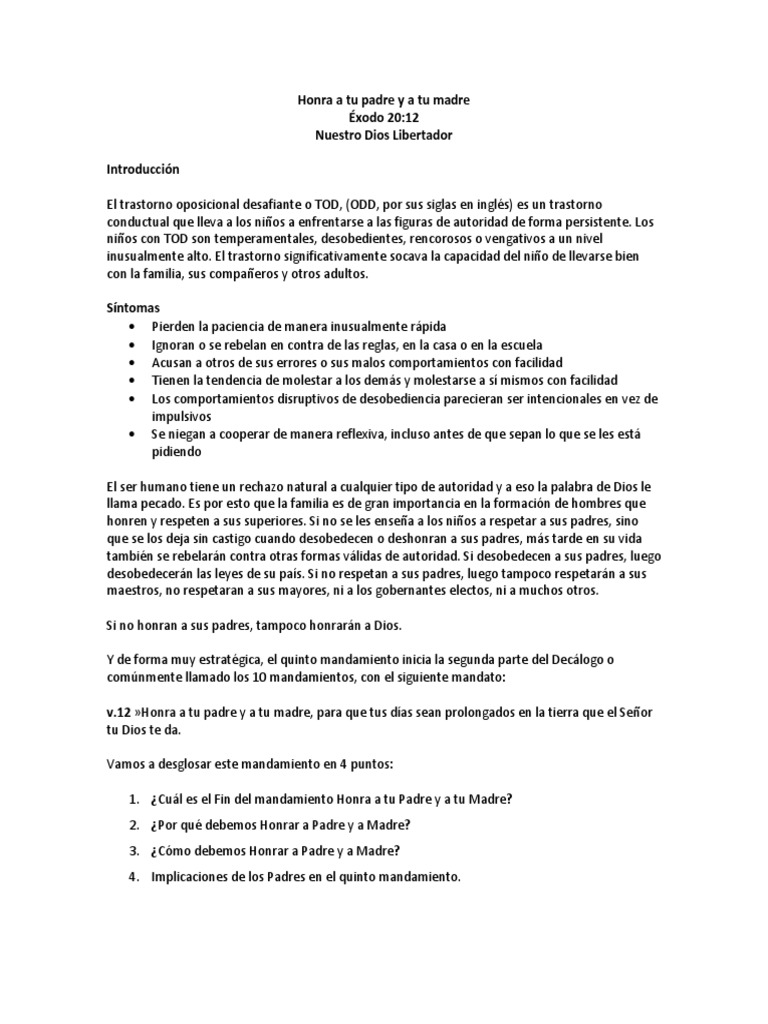 Honra a tu padre y a tu madre | PDF