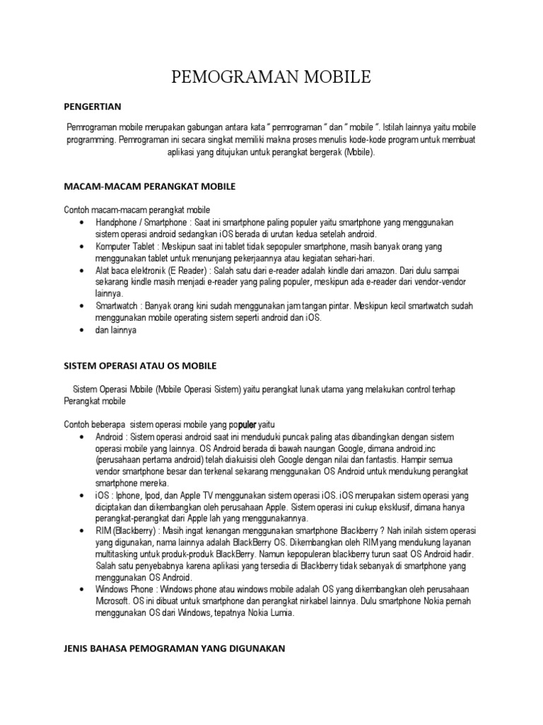 Pemograman Mobile | PDF