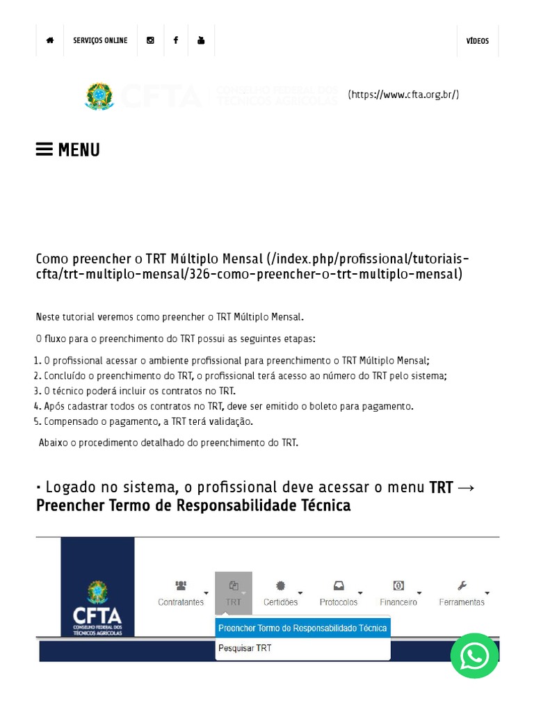 Como Preencher o TRT Múltiplo Mensal - CFTA | PDF