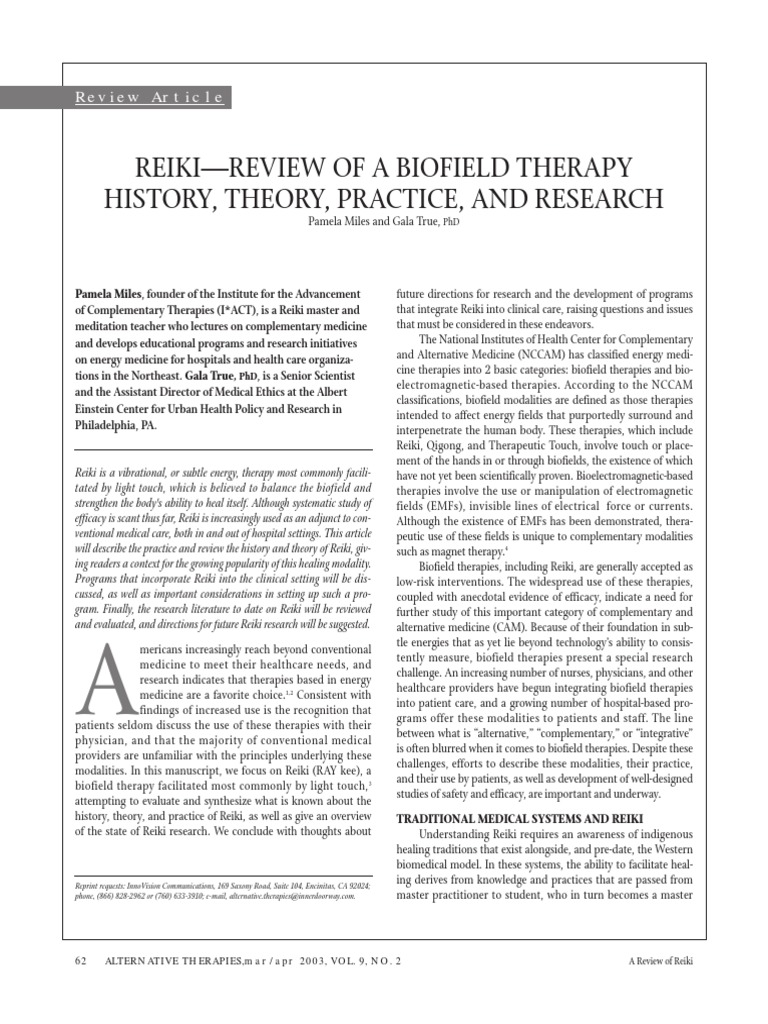 Reiki Review of A Biofield Therapy Histo | PDF | Self-Improvement ...