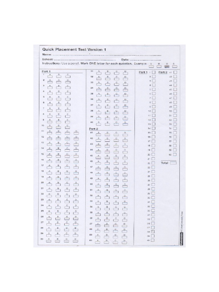Quick Placement Test v1 | PDF