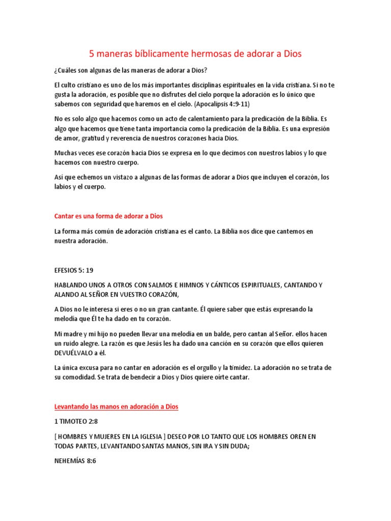 5 Maneras Bíblicamente Hermosas de Adorar A Dios Clase Niños CRD ...