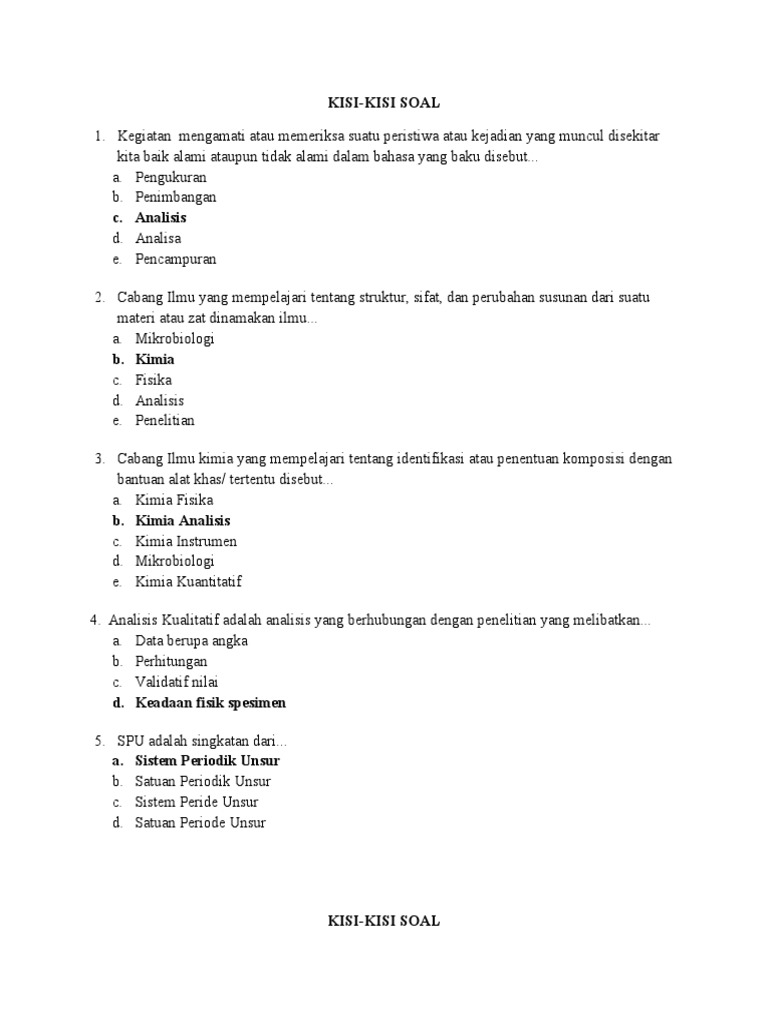 Kisi2 Soal | PDF