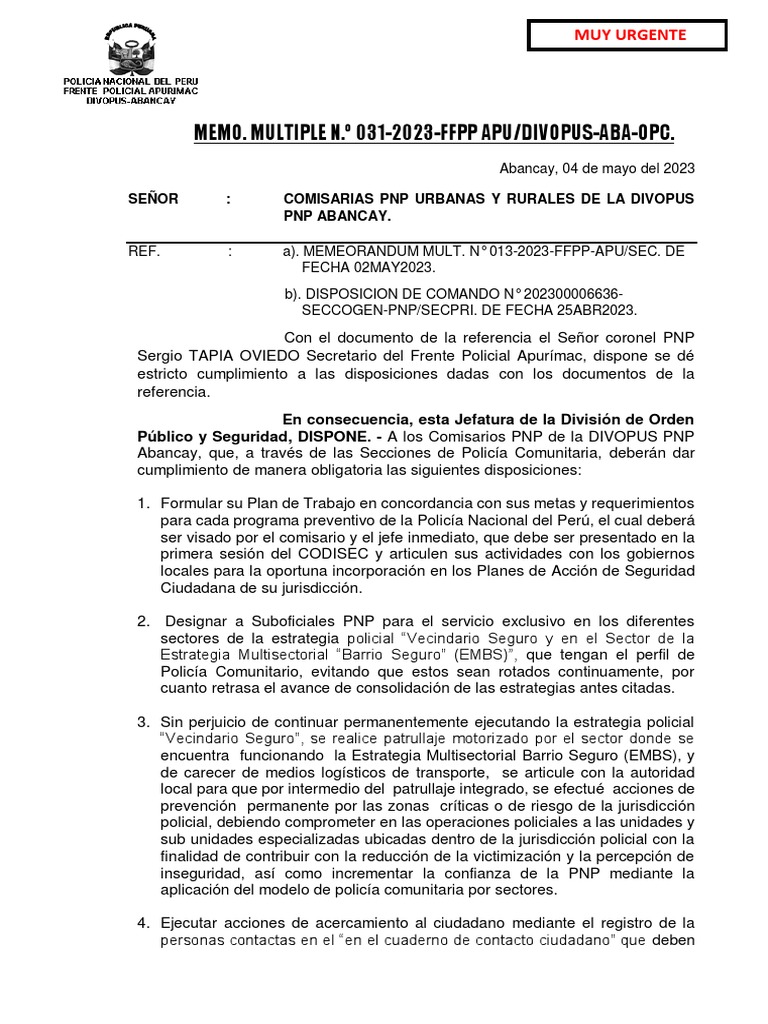 Memorandum Multiple #031-2023 | PDF