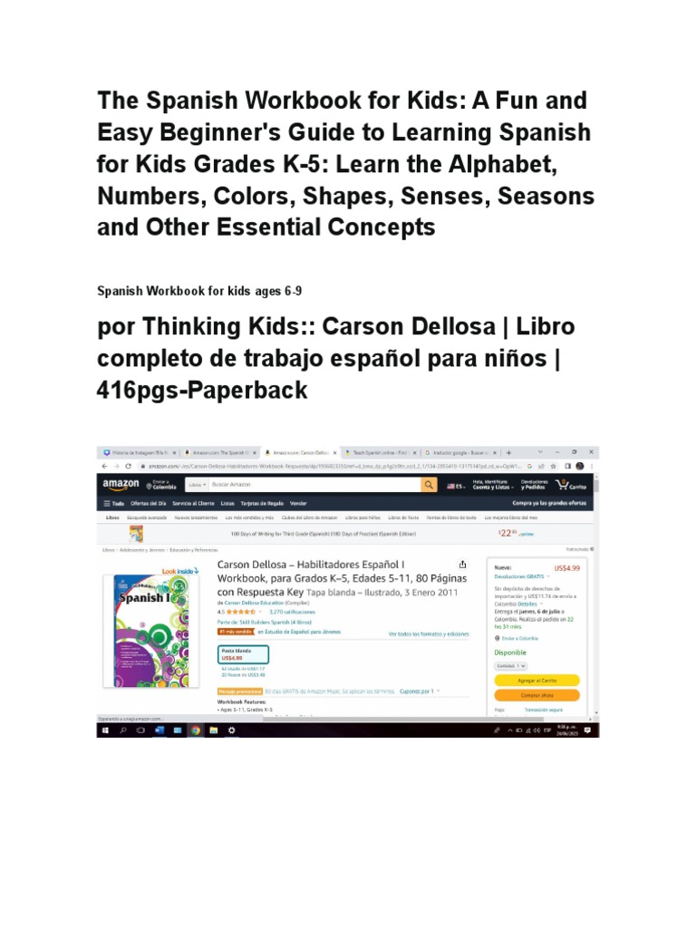 The Spanish Workbook for Kids | PDF