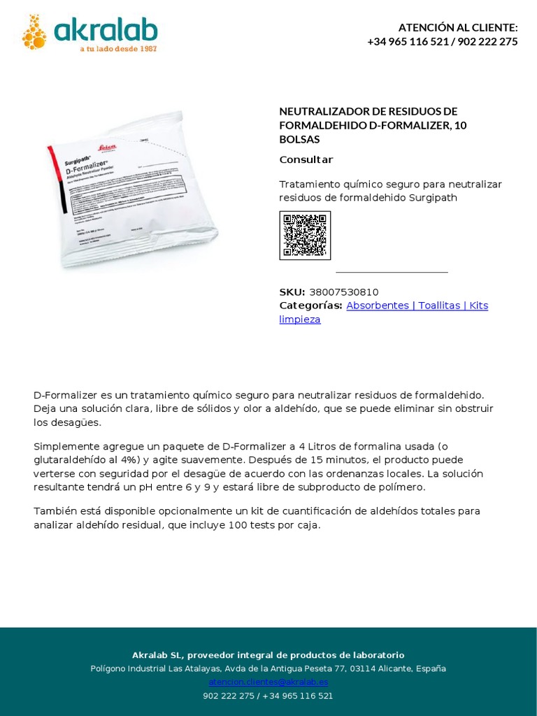 neutralizadorde residuos de formaldehido de formalizer | PDF