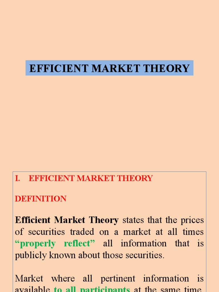 4.efficient Market Theory | PDF | Efficient Market Hypothesis | Stocks