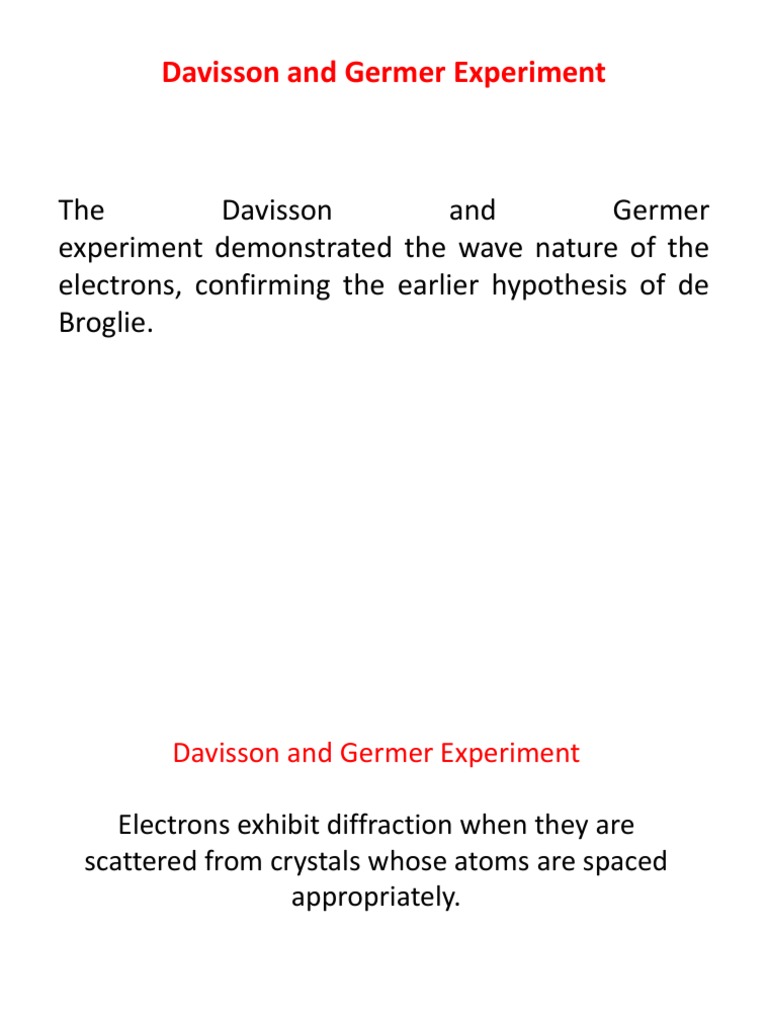 Davisson and Germer Experiment | Download Free PDF | Electron | Chemistry