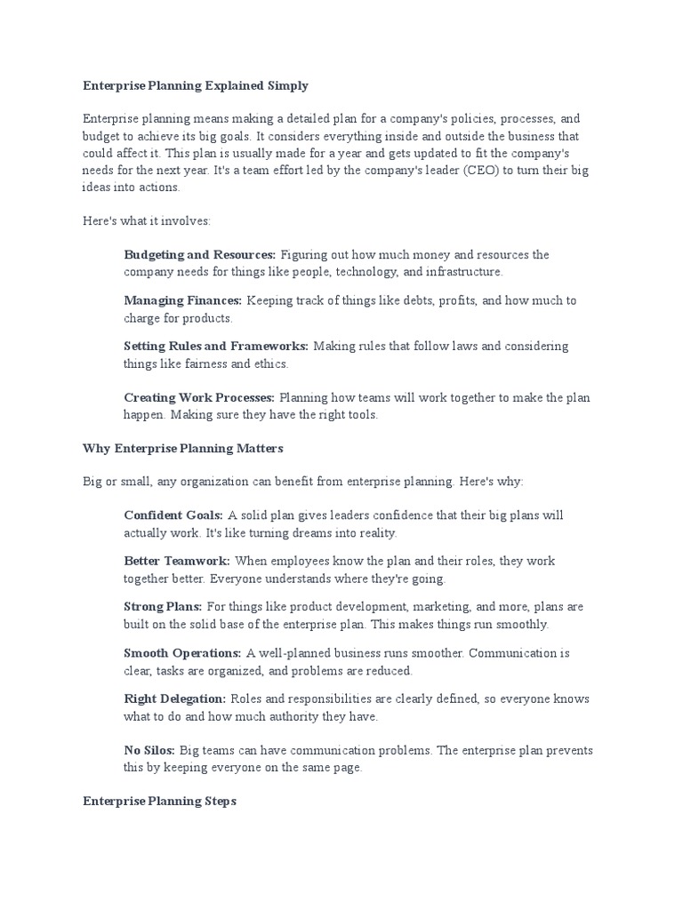 Enterprise Planning Guide | PDF | Goal | Business