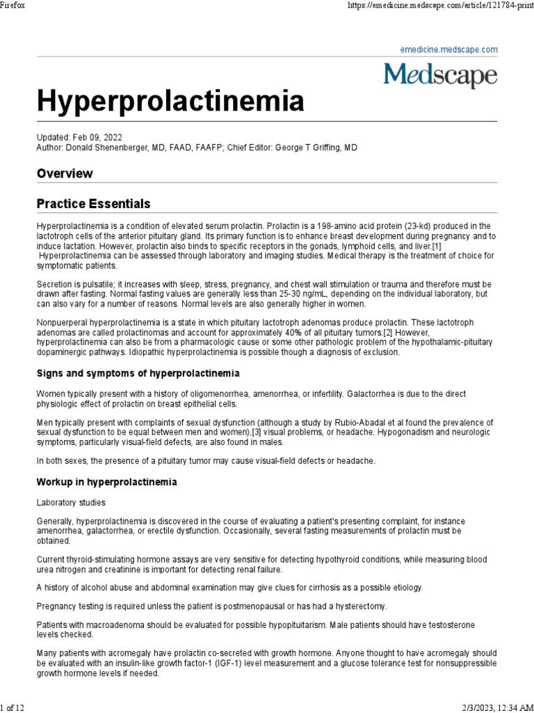 Prolactinoma MEdscape | PDF | Medical Specialties | Clinical Medicine