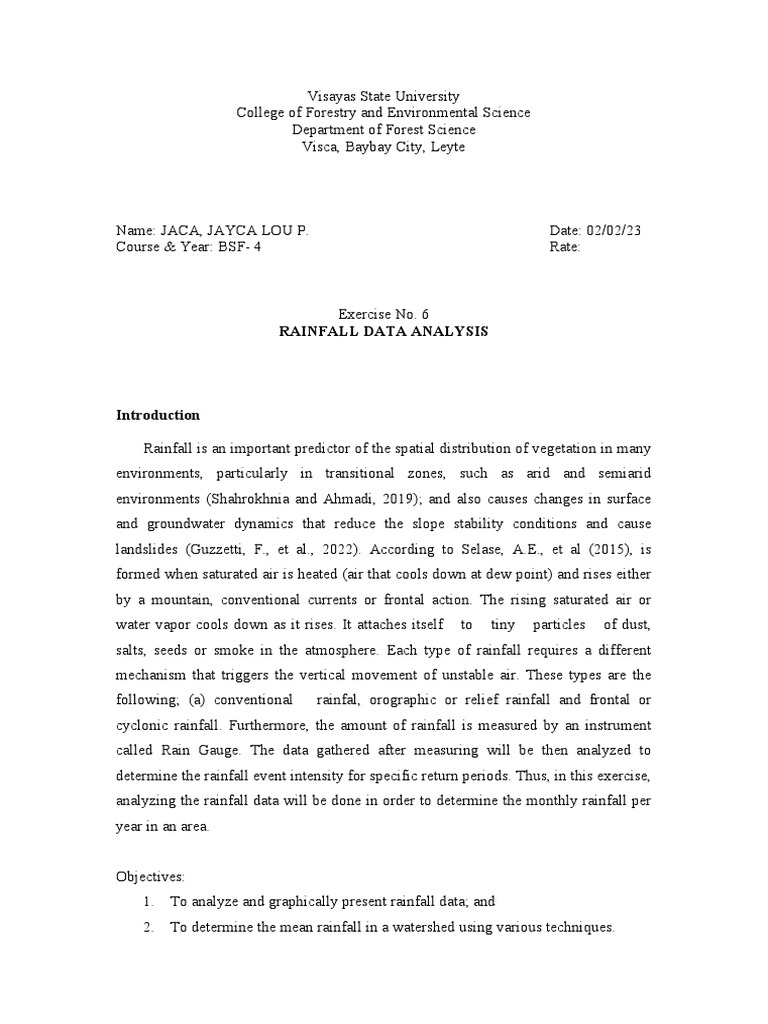 Exer 6 | PDF | Precipitation | Area