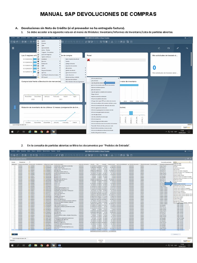Manual SAP: Devoluciones de Compras | PDF | Informática