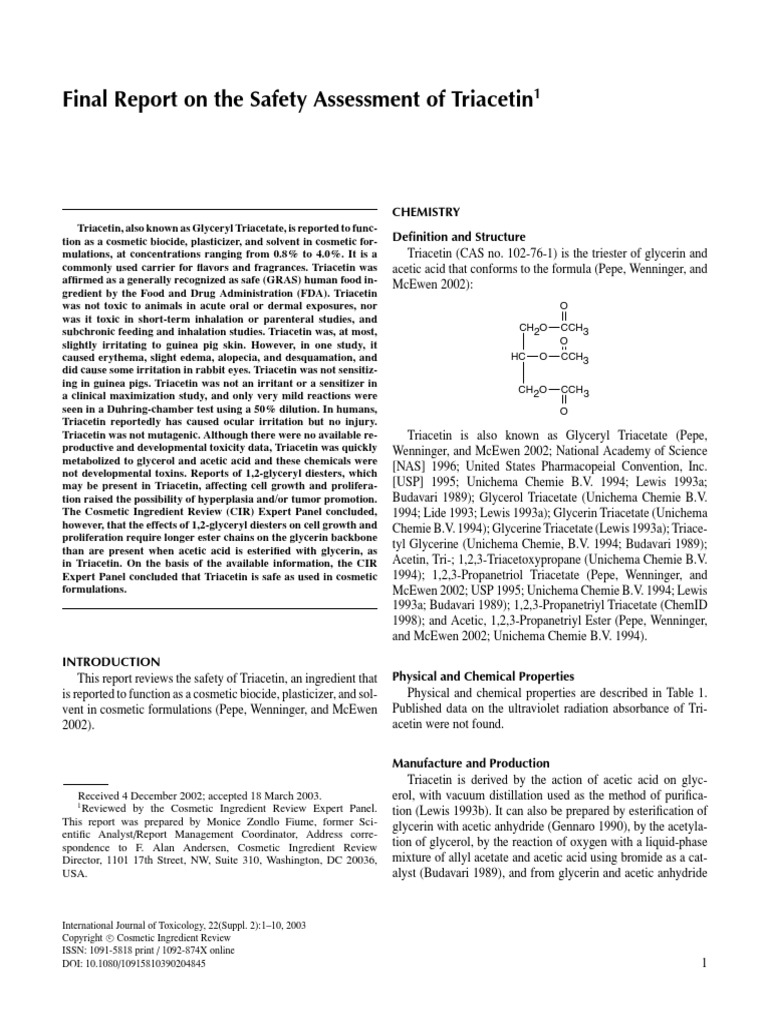 2003-final-report-on-the-safety-assessment-of-triacetin | PDF