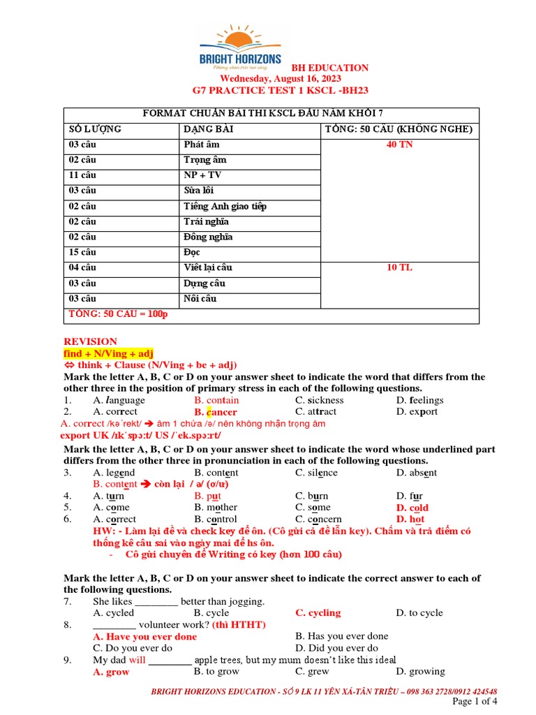 Teaching g7 Practice Test 8 KSCL - Bh23 Aug16 | PDF | Heart | Stress ...