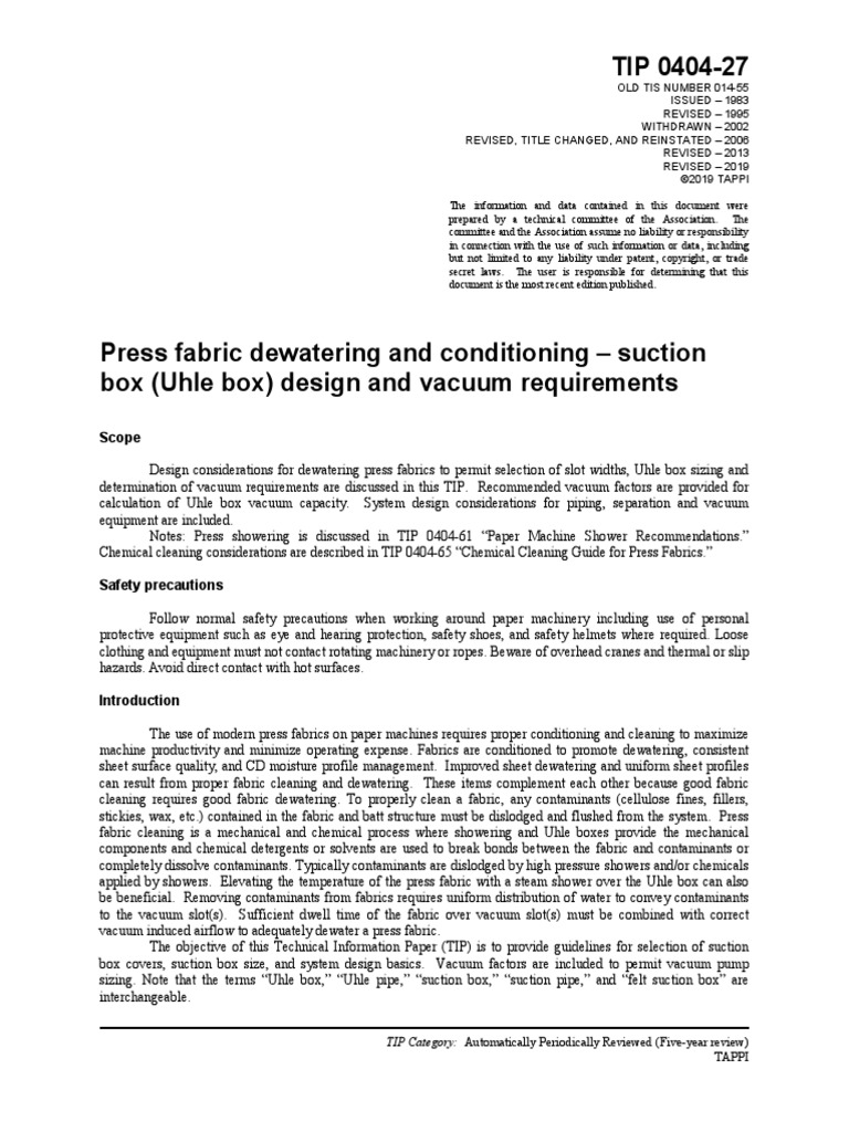 TAPPI 0404-27 - Slot Area Vacuum System | PDF | Technology & Engineering