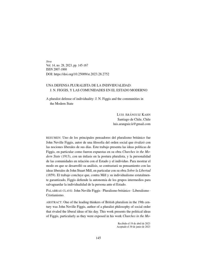 Figgis y el Pluralismo en el Estado Moderno | PDF | John Stuart Mill ...