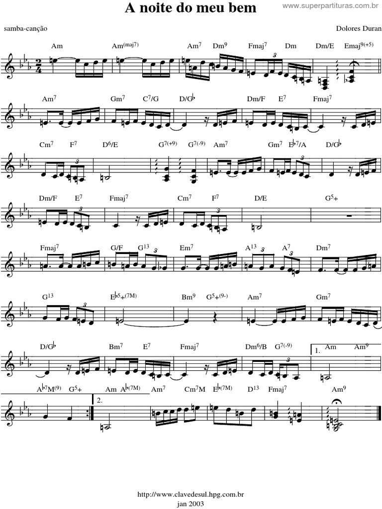 Noite Do Meu Bem Partitura Pdf