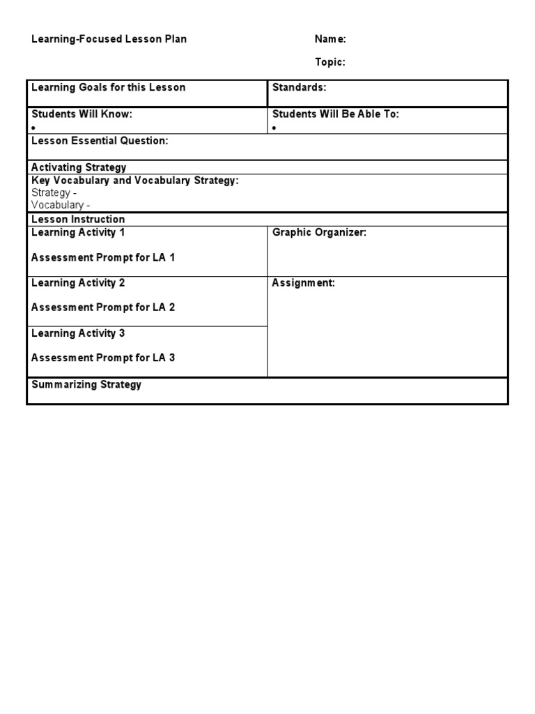LFS Lesson Plan Template | PDF