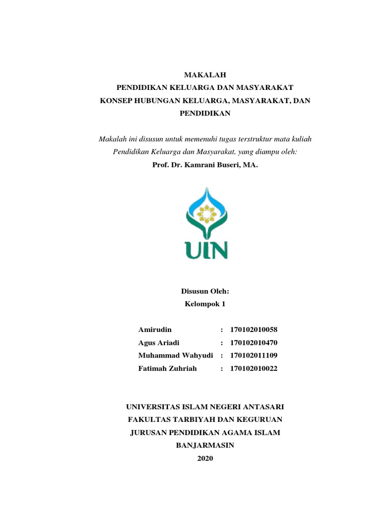 PENDIDIKAN KELUARGA DAN MASYARAKAT | PDF