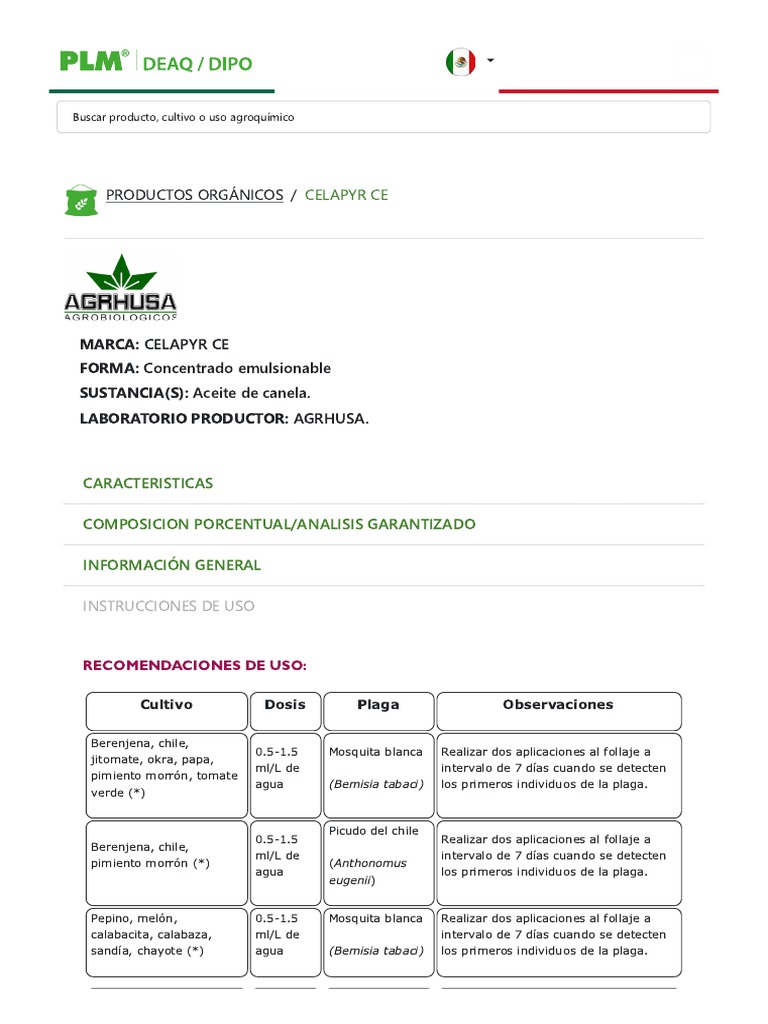 CELAPYR CE - PLM - Orgánico | PDF