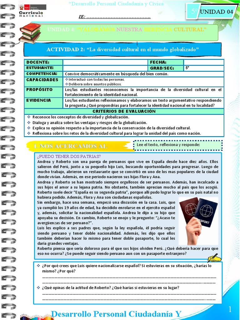 5° DPCC - Actv.02-Unid.4 2023 | PDF | Globalización | Perú
