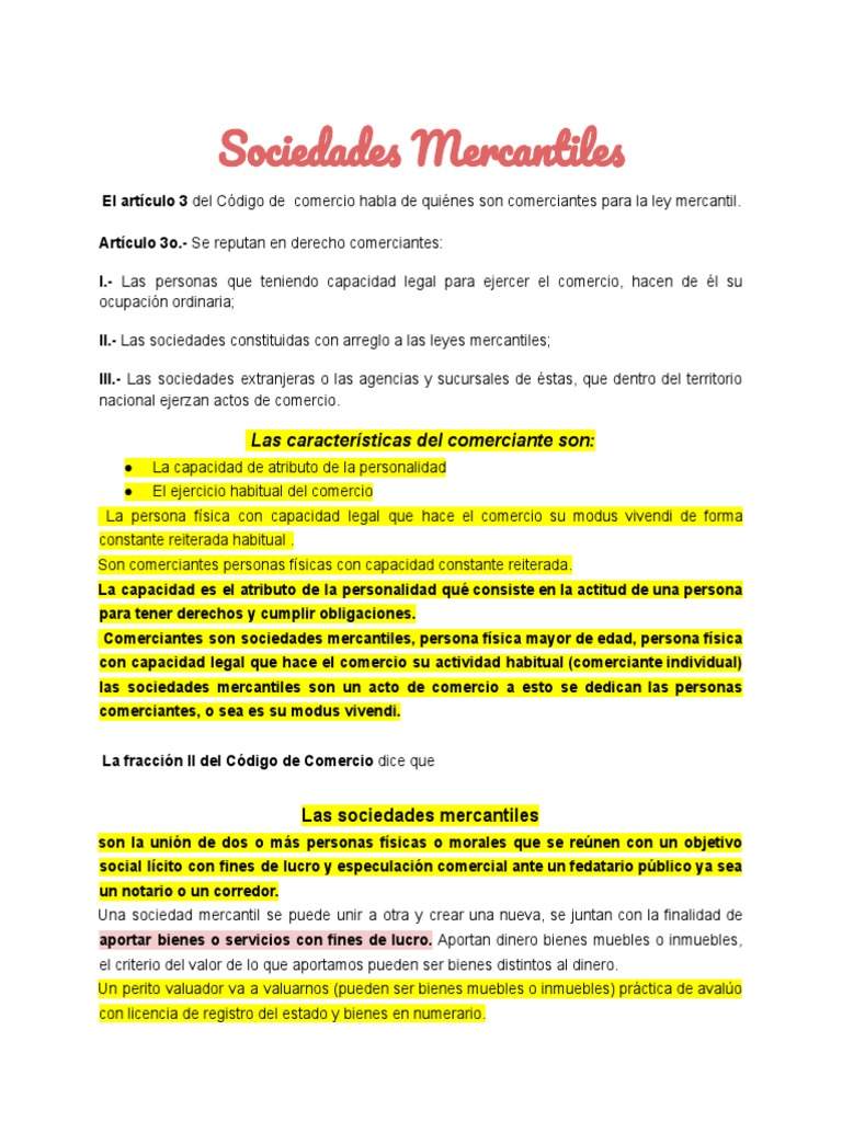 Apuntes De Sociedades Mercantiles Pdf