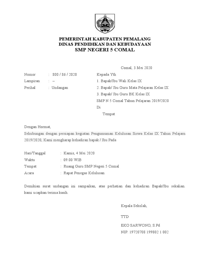 Undangan Rapat Kelulusan | PDF