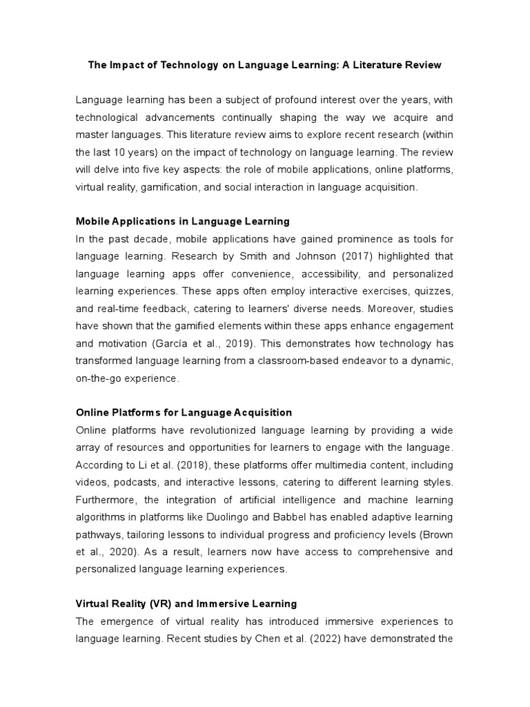 The Impact of Technology On Language Learning | PDF