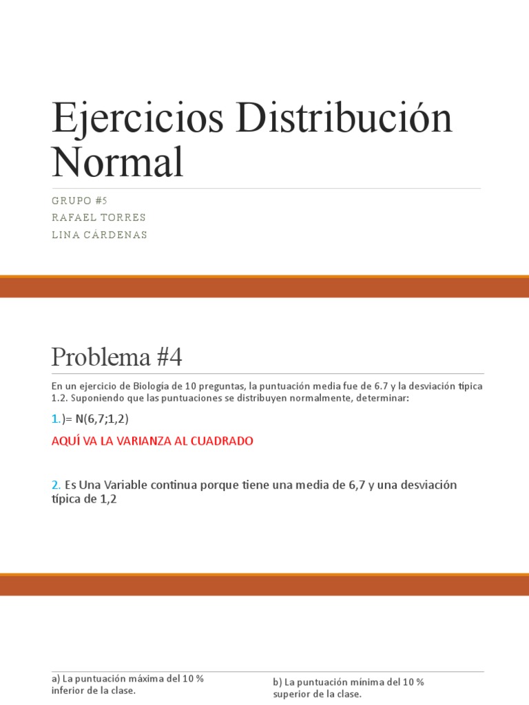 Ejercicios Distribución Normal | PDF | Distribución normal | Estadísticas