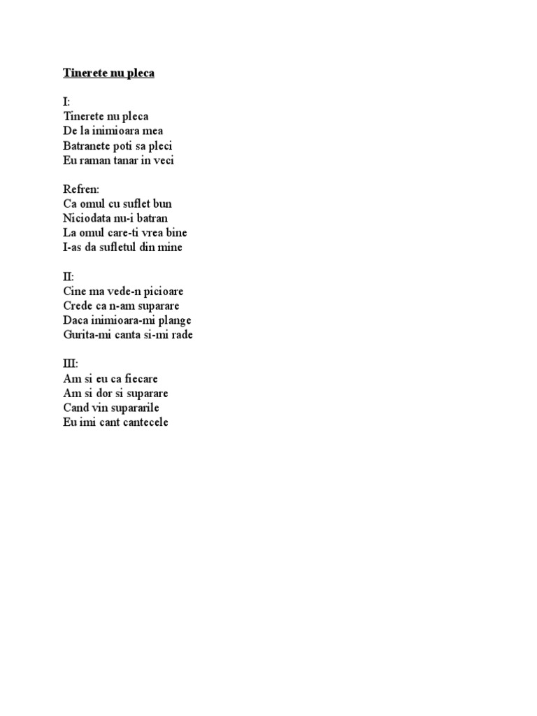 Tinerete Nu Pleca | PDF Tinerete Nu Pleca | PDF