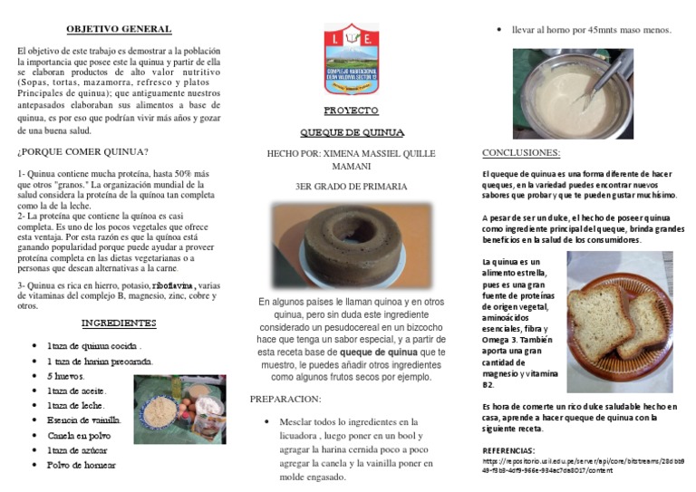Queque de Quinua | PDF | Quinua | Leche