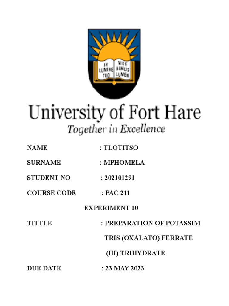 Experiment 10 Pac 211 | PDF | Iron | Hydrogen Peroxide