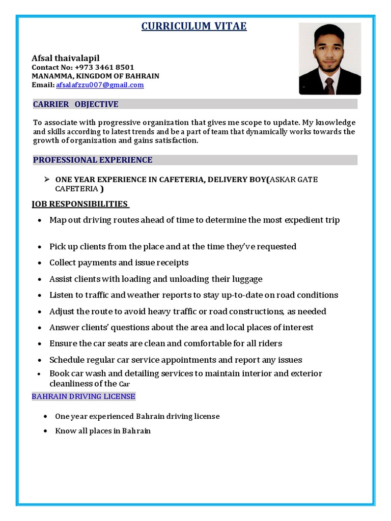 Afsal CV | PDF | Business | Finance & Money Management