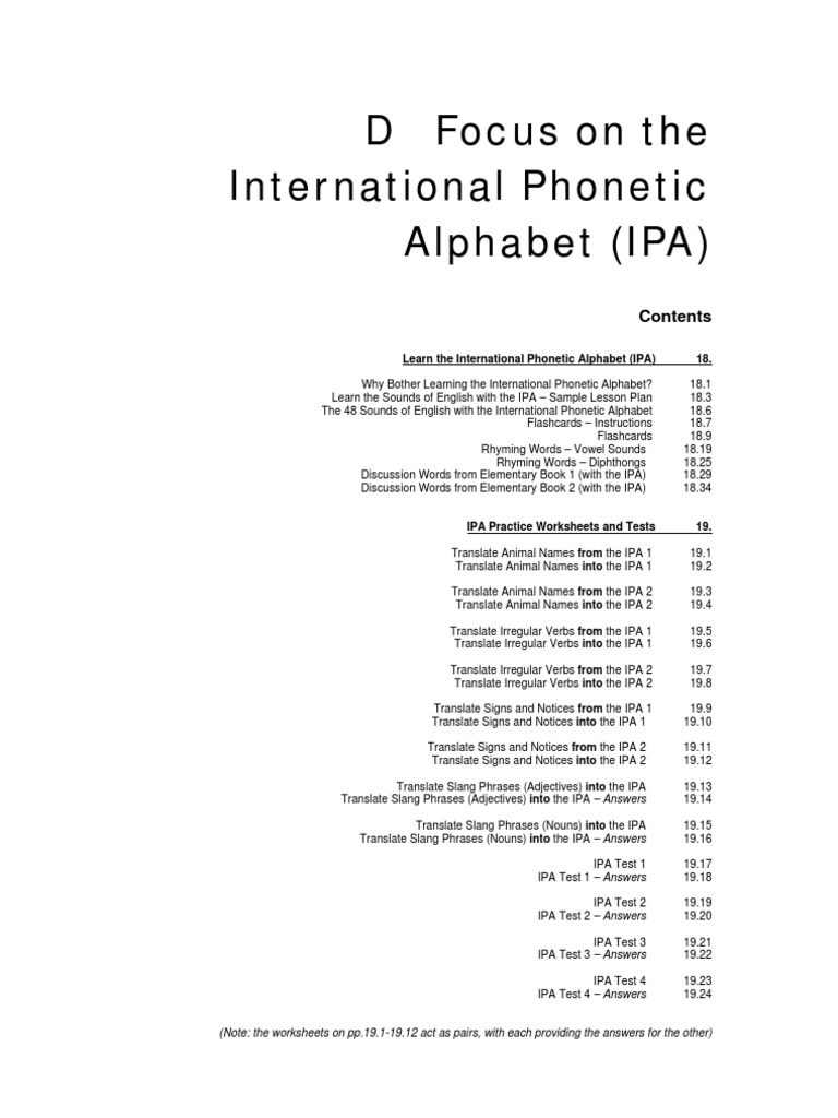 Focus On The International Phonetic Alphabet Ipa | PDF | English ...