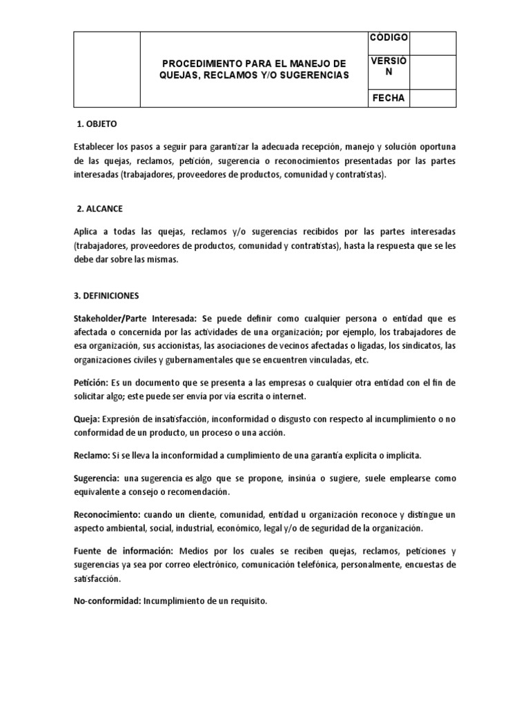 Procedimiento PQRS | PDF