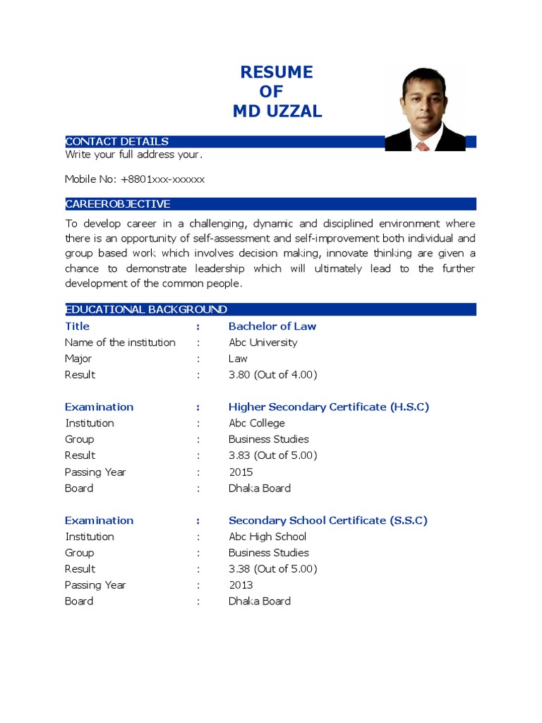 Uzzal CV | PDF | Cognition | Communication