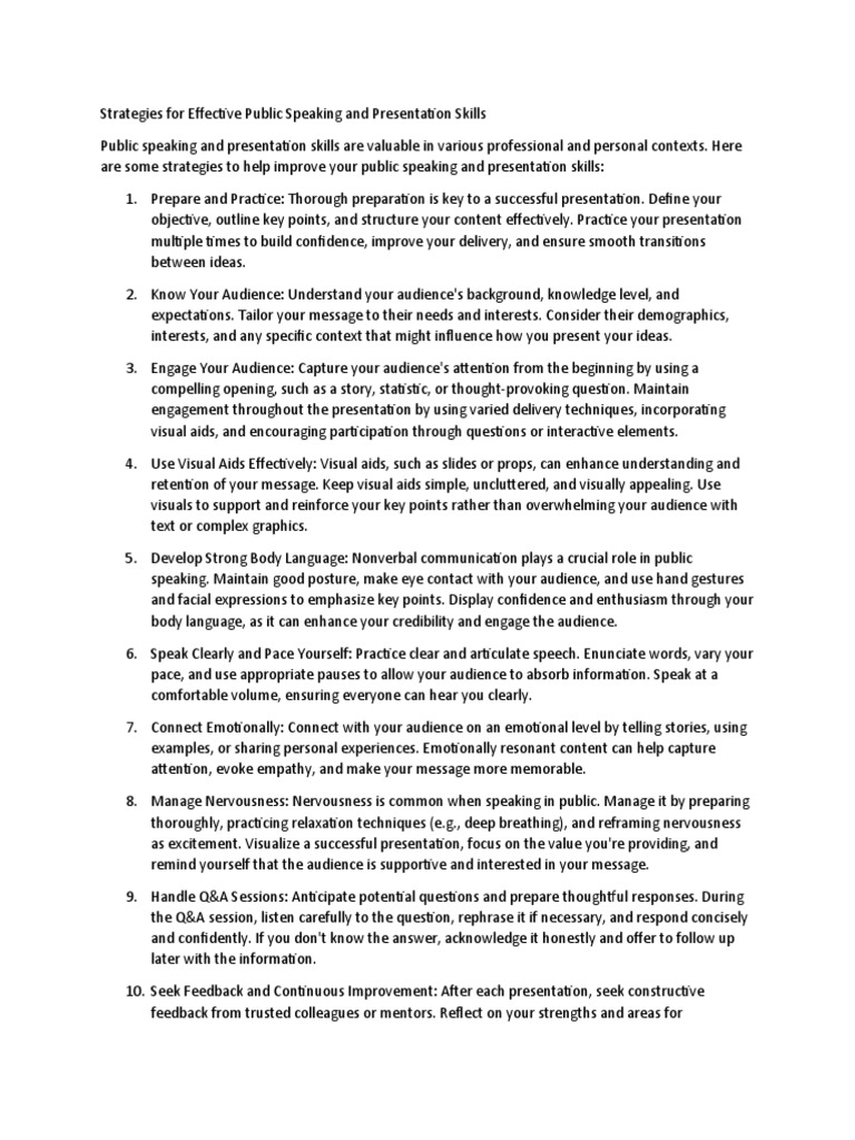 Effective Public Speaking Strategies | PDF | Public Speaking | Body ...