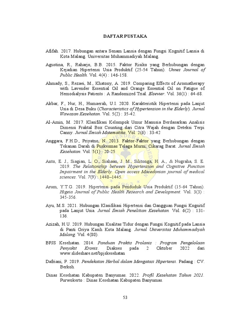 DAFTAR PUSTAKA Rahma Rizki Agustin G1A019011 Skripsi 2023 | PDF