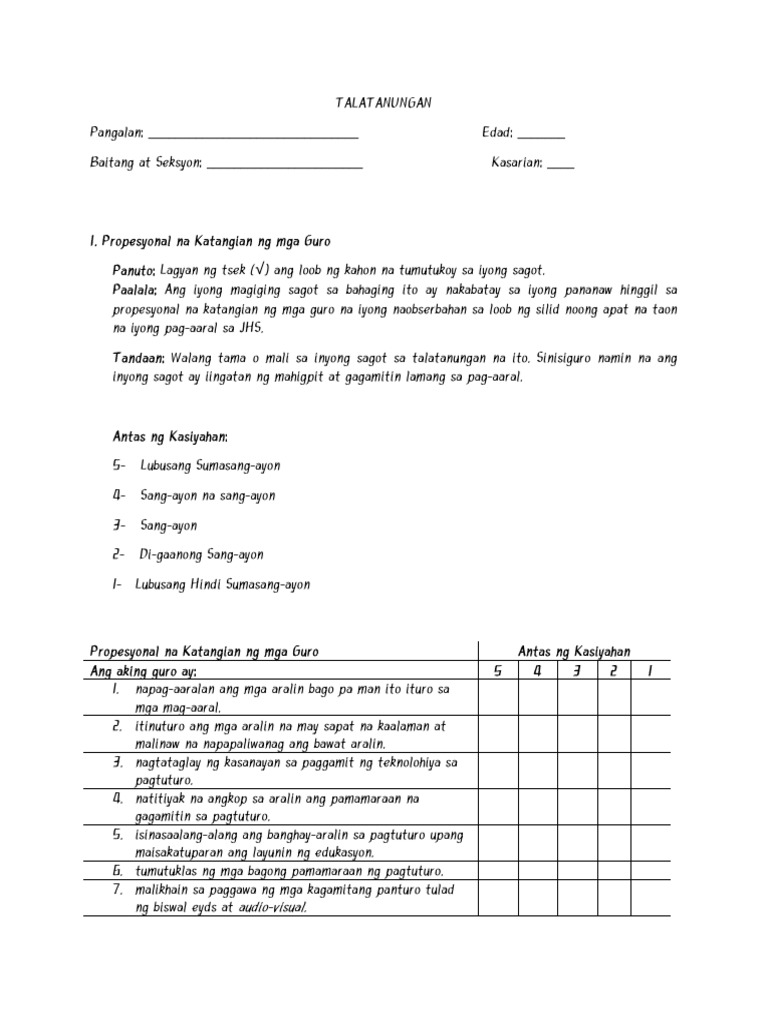 Questionnaire Pdf
