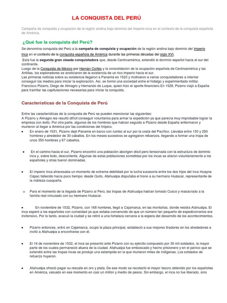 La Conquista Del Perú - 2do. | PDF | Francisco Pizarro | Imperio Inca