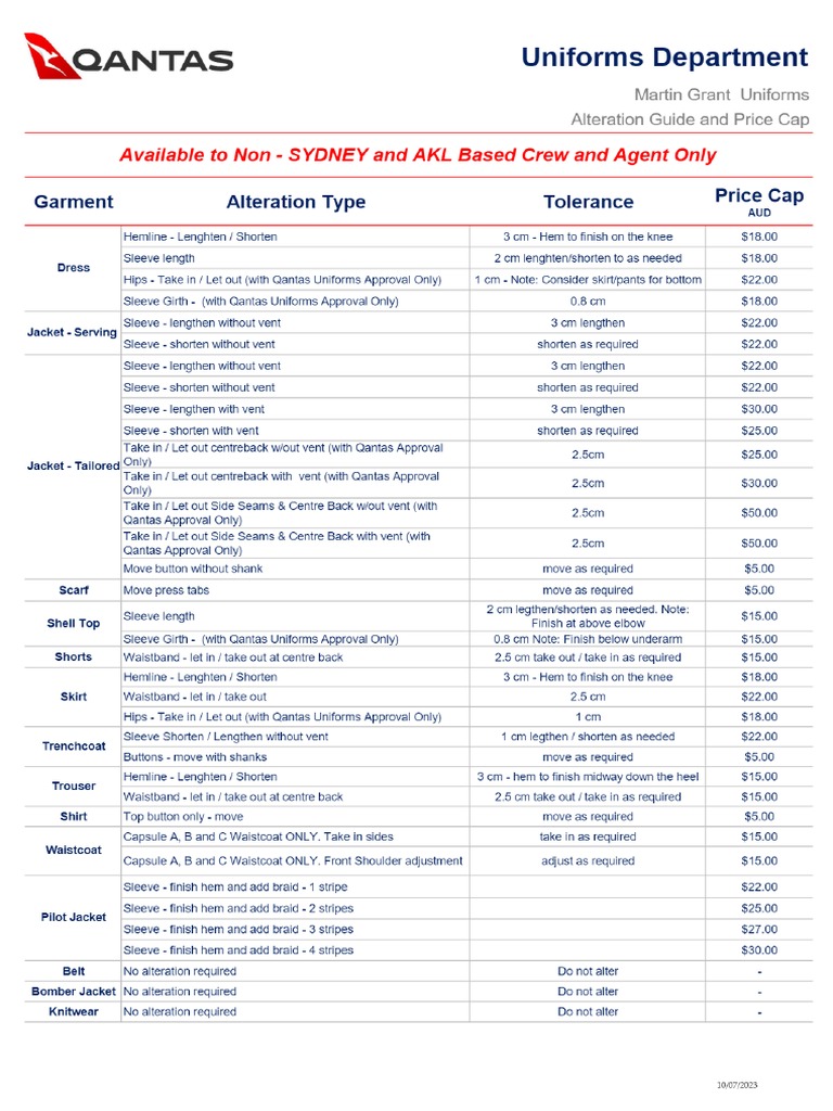 Qantas Uniform - Alternation $$ | PDF