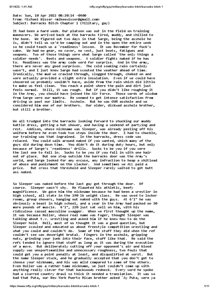 Nifty - Gay - Military - Barracks-Bitch - Barracks-Bitch-1 | PDF