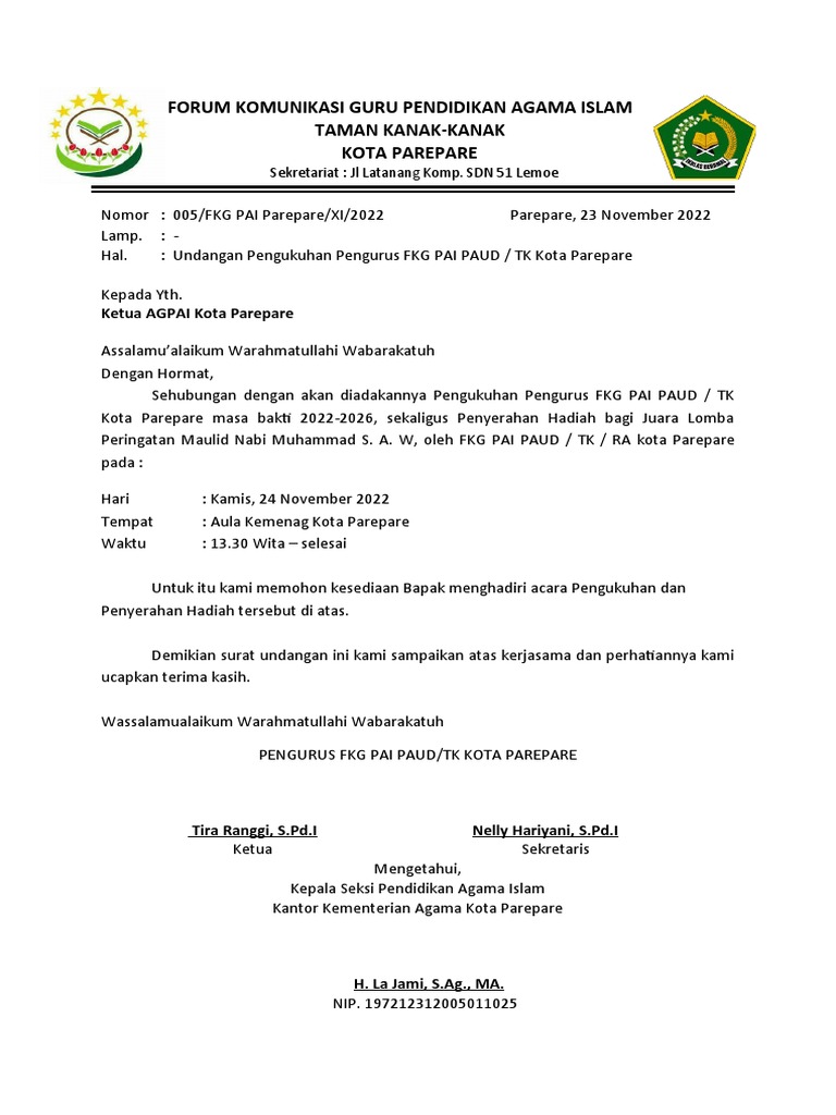 Undangan Pengukuhan Ke Ketua Agpai | PDF