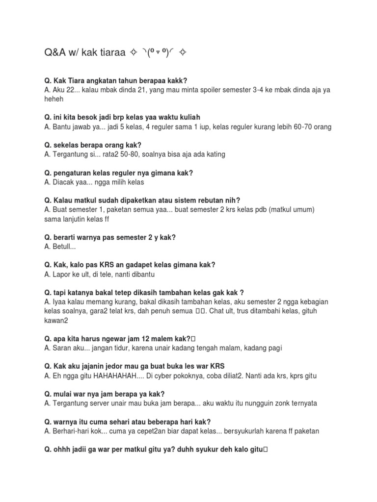 QnA Kak Tiara | PDF